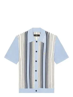 Amiri Script Stripe Shirt In Blue - Ashley Blue