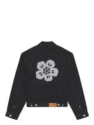 Kenzo Boke Flower Trucker Jacket - Stone Bleached Black Denim