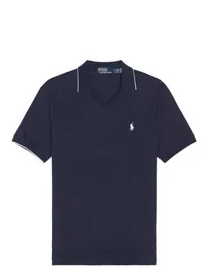 Polo Ralph Lauren Short Sleeve Johnny Collar Polo In Black - Spring Navy Heather