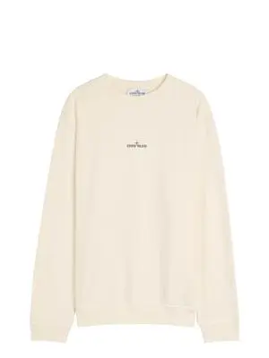 Stone Island Logo-print Cotton Sweatshirt - Ivory