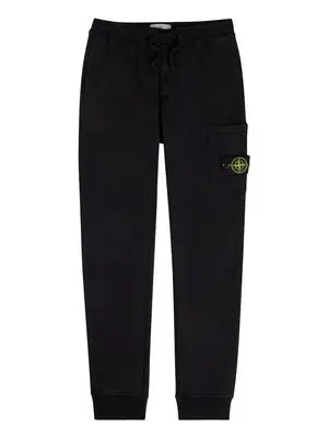 Stone Island Logo Cotton Sweatpants - Black