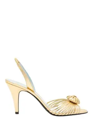 Valentino Garavani Royal 85 Metallic Leather Slingback Pumps - Gold