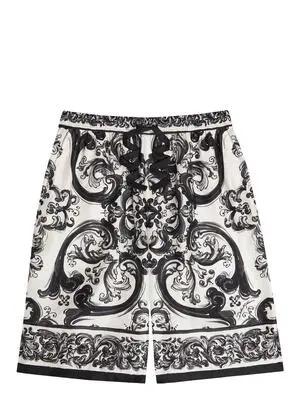 Dolce & Gabbana Majolica Printed Silk-twill Shorts - Multicoloured 1