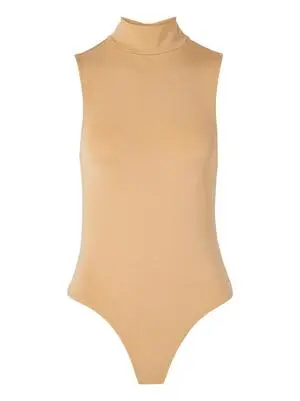 THE PARK Joyce Stretch-tencel Lyocell Turtleneck Thong Bodysuit - Brown