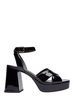 COACH® Block Heel Sandal - Patent Leather/black