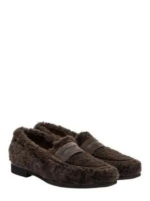 Brunello Cucinelli Monili Shearling Loafers - Brown