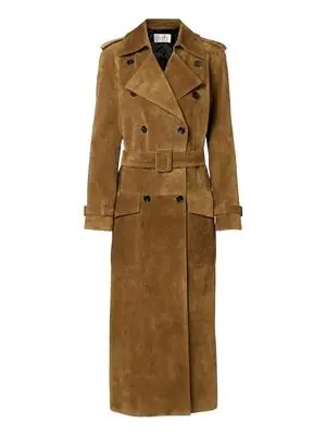 Saint Laurent Suede Trench Coat - Brown
