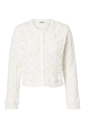 RIXO Kyra Open-Knit Cotton Cardigan