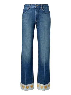 Valentino Garavani Embellished Mid-rise Straight Jeans - Blue