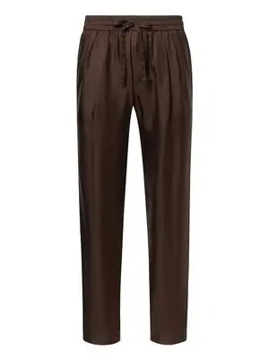 Dolce & Gabbana Tapered Silk Twill Pants - Brown