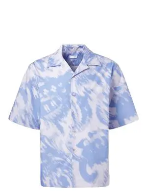 Commas Printed Cotton Bowling Shirt - Blue