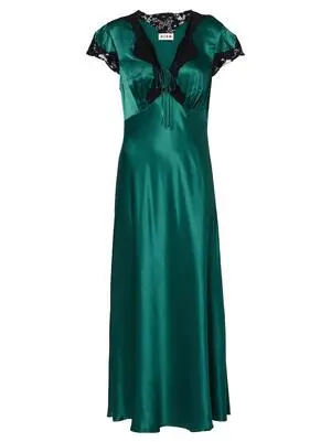 Rixo Amari Satin Midi Dress - Green