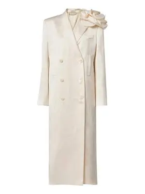 Magda Butrym Floral-appliqué Double-breasted Coat - White