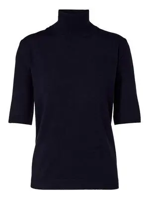 Max Mara Cantone Wool Turtleneck Top - Blue