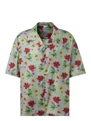 Loewe Floral Cotton And Silk Twill Bowling Shirt - Green