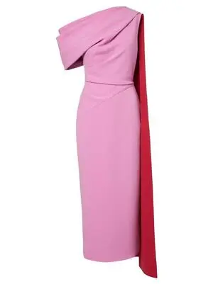 ROKSANDA Maite Caped Draped Midi Dress - Pink