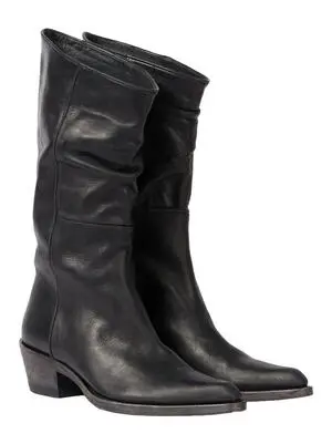 Khaite Clive Leather Mid-calf Boots - Black