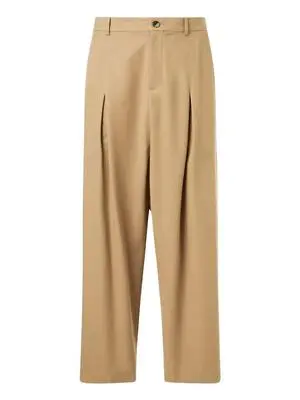 Loewe Cotton Twill Wide-leg Trousers - Beige