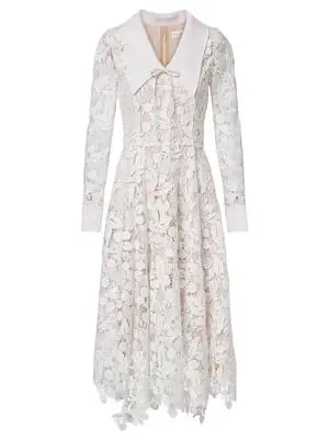 Oscar De La Renta Guipure Lace Midi Dress - White