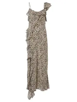 Rixo Ester Silk Crêpe De Chine Maxi Dress - Grey