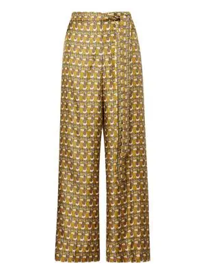 Max Mara Printed Silk Wide-Leg Pants Multicoloured