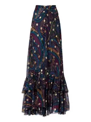 Etro Paisley Silk Maxi Skirt With Ruffle Detail - Multicoloured
