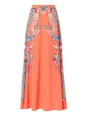 Etro Paisley Silk Maxi Skirt - Pink