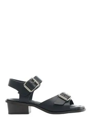 LEMAIRE Square Heeled Strapped Sandal - Black