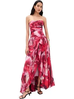 Aje Flora Maxi Gown Prismatic Floral Red