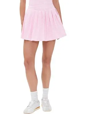 RECREATIONAL HABITS Gingham Check Pleated Skirt - Pink