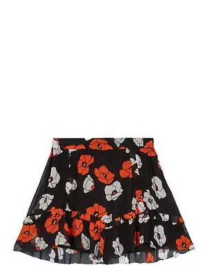 The Kooples Floral Print Mini Skirt - Black Red Off White