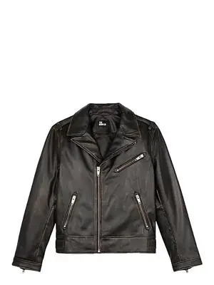The Kooples Zipped Leather Biker Jacket - Black Used Light