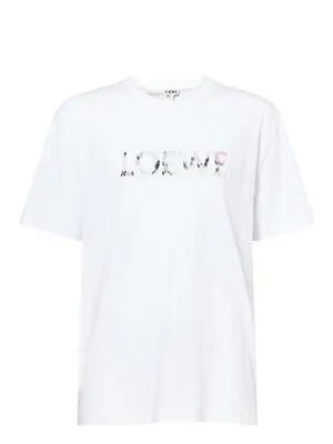 Loewe Brand-print Relaxed-fit Cotton-jersey T-shirt - White