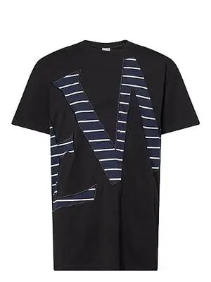 Loewe Striped-patch Relaxed-fit Cotton-jersey T-shirt - Black