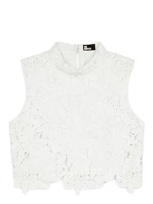 The Kooples Lace-embroidered Woven Top - Ecru