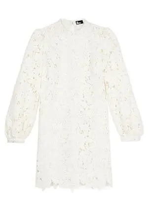 The Kooples Floral-lace Long-sleeve Mini Dress - Ecru