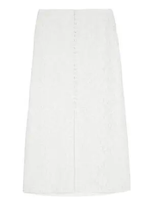 The Kooples Lace-embroidered Button-down Woven Midi Skirt - Ecru