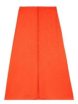 The Kooples Leopard-jacquard Woven Midi Skirt - Orange Red