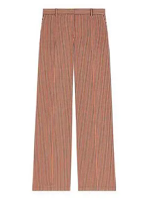 The Kooples Striped Wide-leg Mid-rise Trousers - Dark Navy / Fire Red