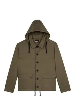 The Kooples Patch-pocket Regular-fit Hooded Cotton Jacket - Kaki