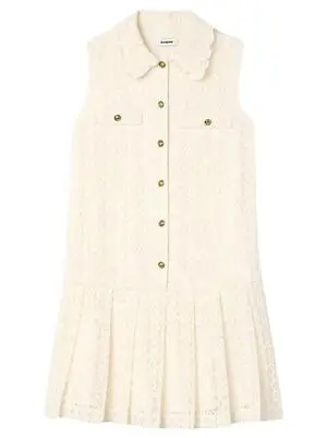 Sandro Sleeveless Lace Mini Dress With Chest-pocket - Ecru
