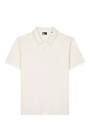 The Kooples Logo-embroidered Short-sleeve Cotton Polo - Ecru