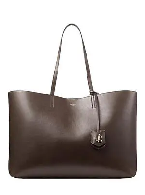 JIMMY CHOO East-west Leather Tote Bag - Chocolate/light Gold
