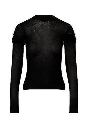 Rick Owens Cropped Hooded Knitted Top - Black