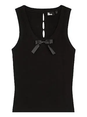 The Kooples Bow-embellished Woven Top - Black