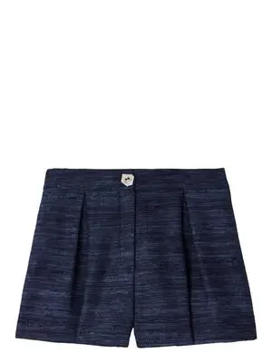 VIOLANTE NESSI Pasolini Pleated Silk-Tweed Shorts
