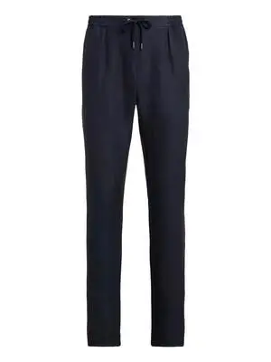 Ralph Lauren Purple Label Pleated Drawstring Trousers - Blue