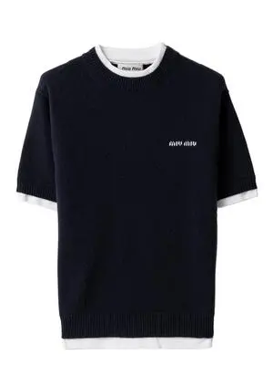 Miu Miu Cashmere Crew-neck Sweater - Navy