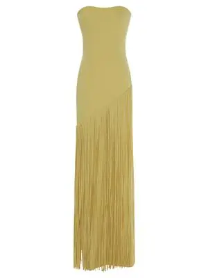 MARMAR HALIM Detachable Cape Fringed Gown - Yellow