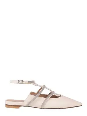 Peserico Leather Ballet Flats With Buckle - Off White